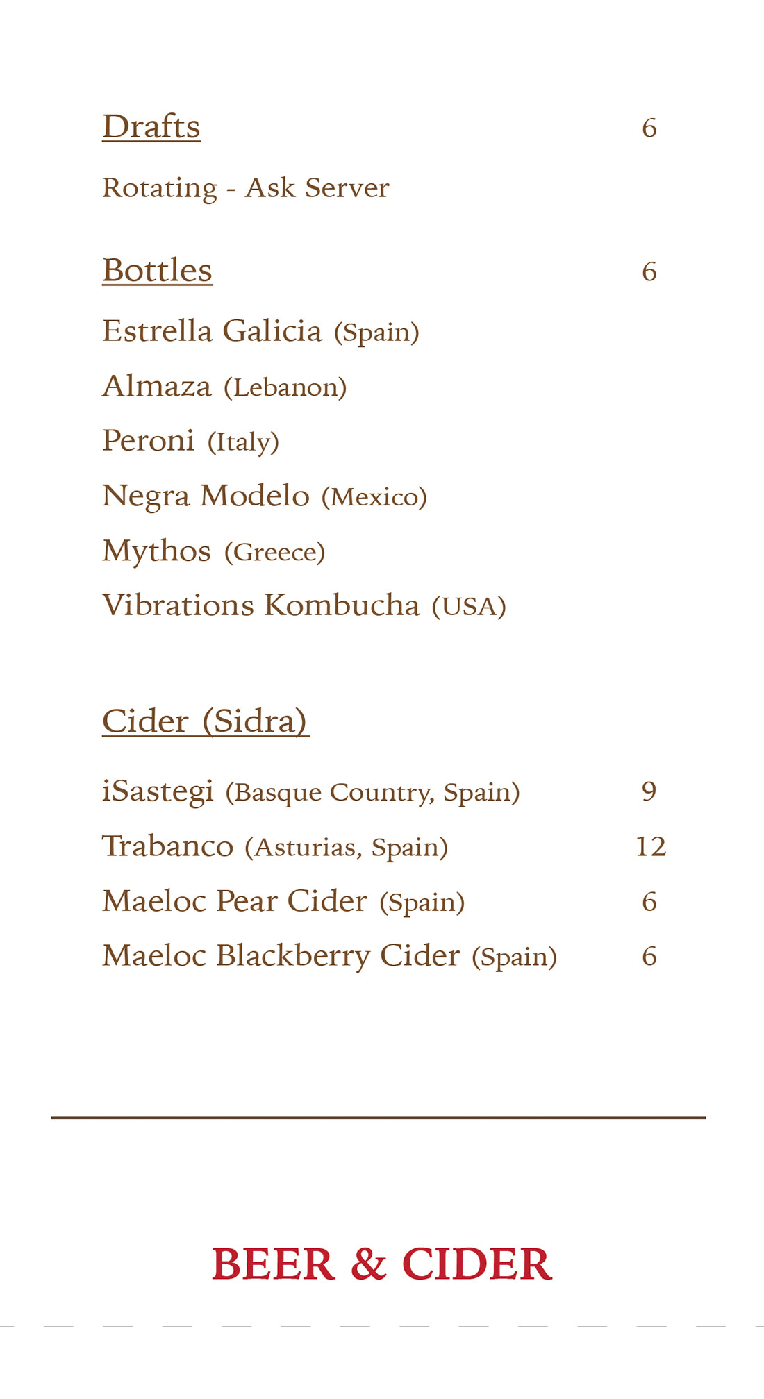 La Feria Menu 2022 | La Feria + Cata Vino