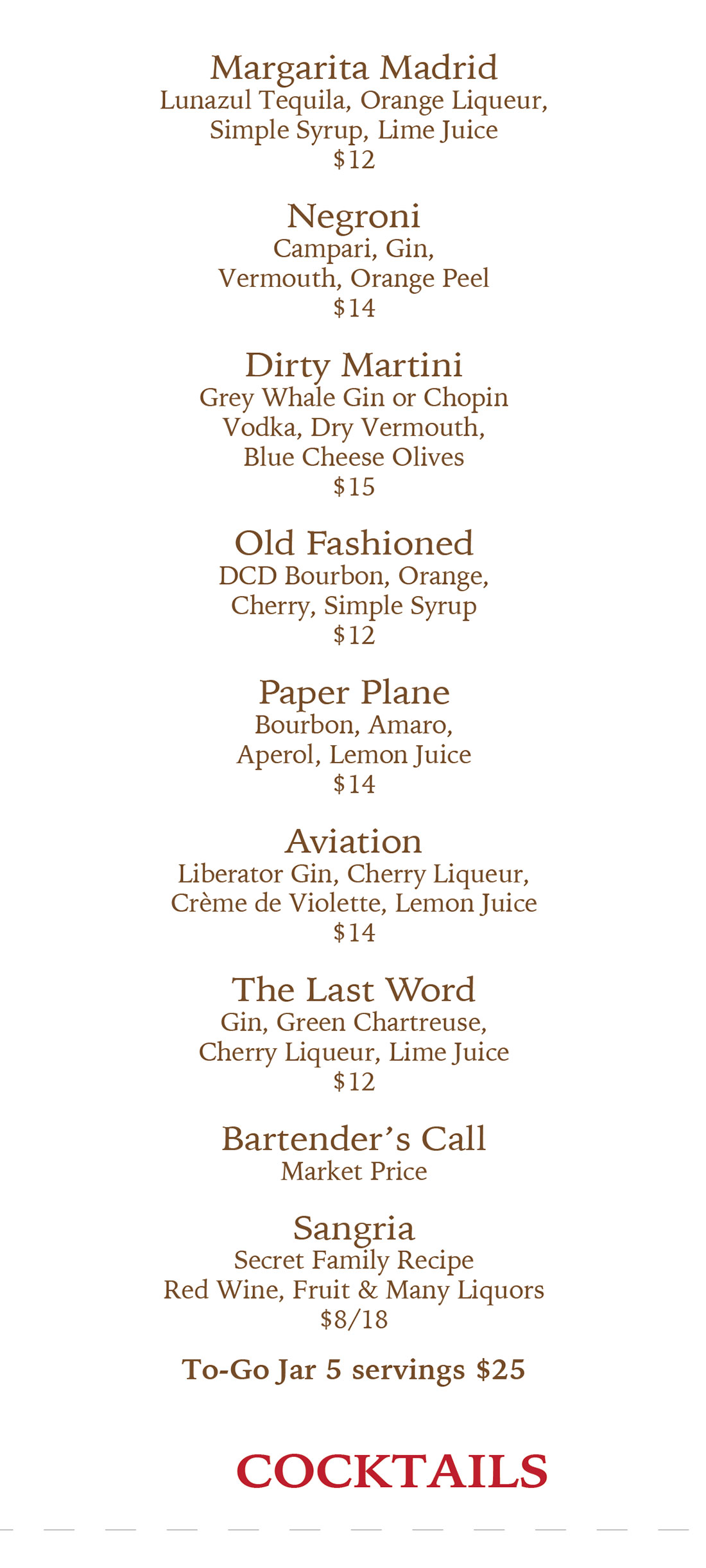 La Feria Menu 2022 | La Feria + Cata Vino