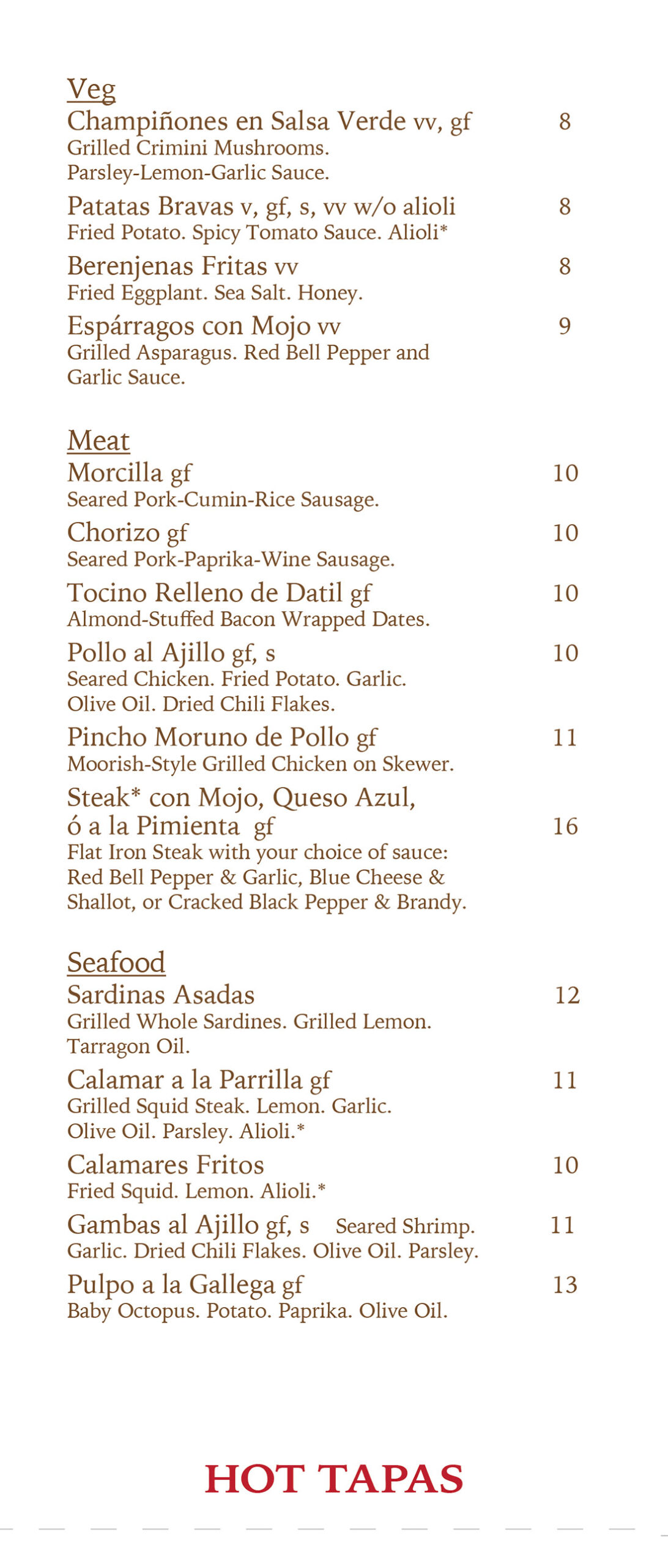La Feria Menu 2022 | La Feria + Cata Vino